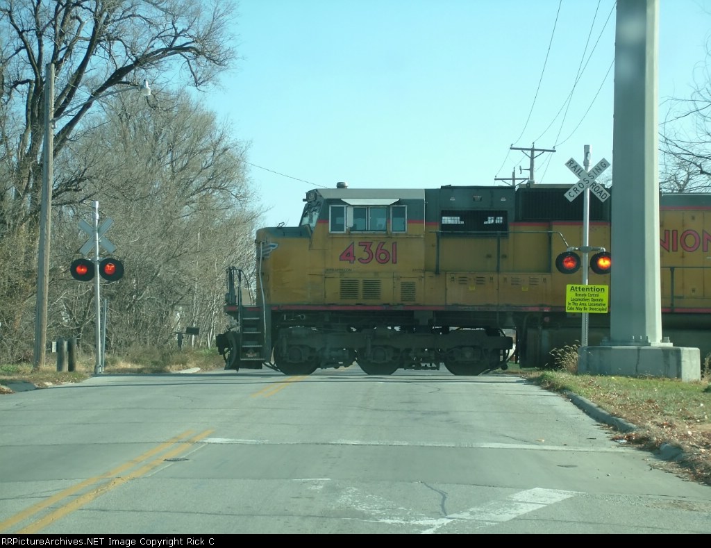 UP 4361 Crosses The Road